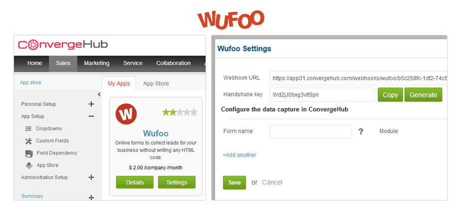 Online Form Builder WuFoo Integrates with ConvergeHub CRM